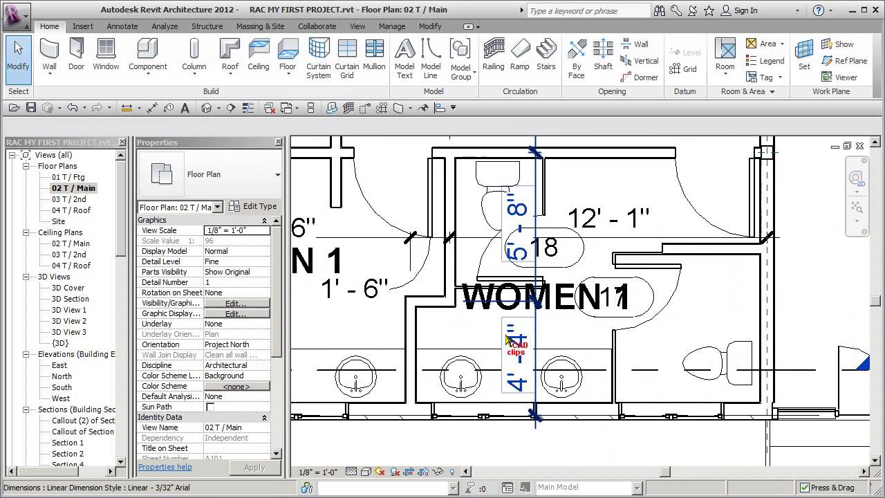 REVIT ARCH 2012 FIRST PROJECT 103 TOILET SINKS COUNTERS - YouTube