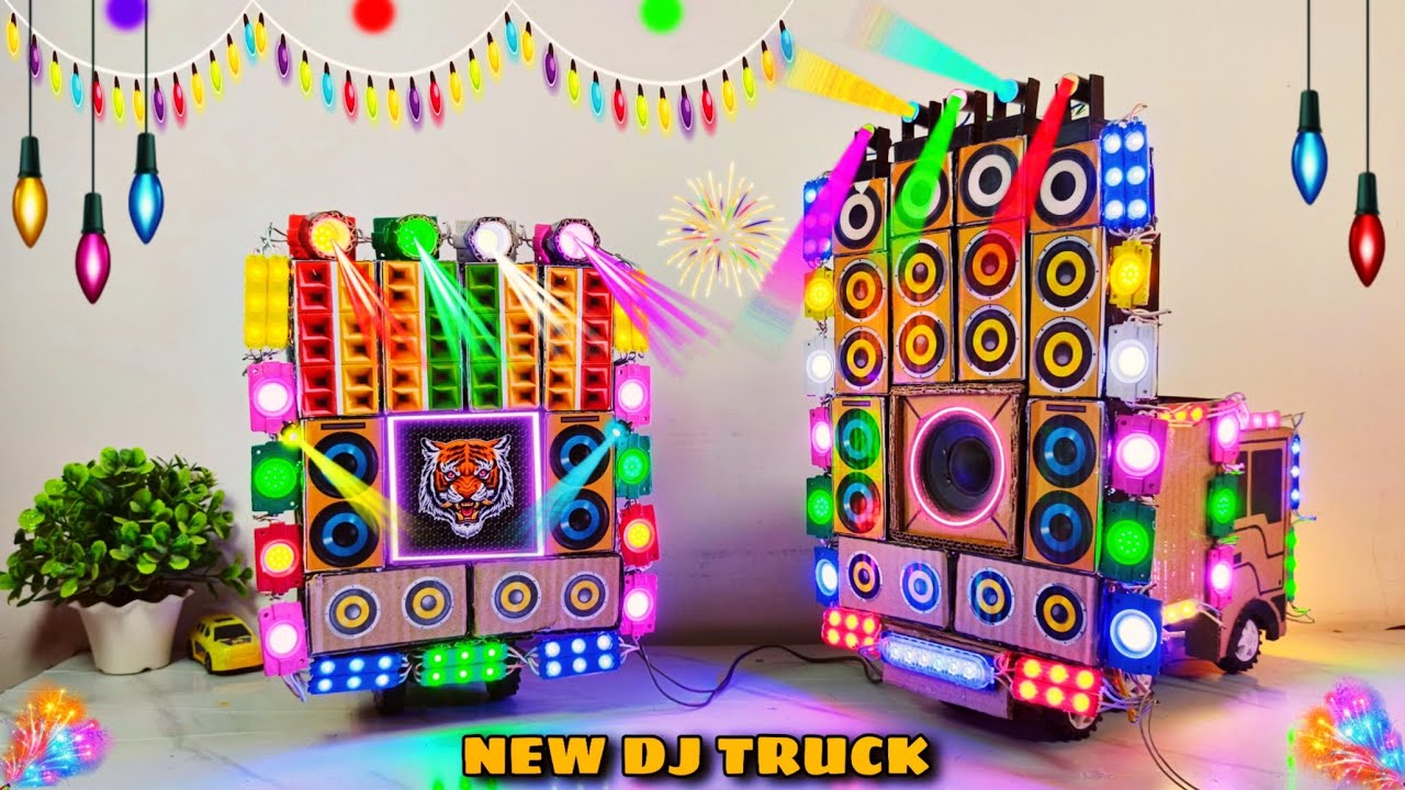 DIY Mini DJ Truck | How to Make Eicher DJ Gadi at Home | Cardboard DJ Truck & Mini Light ...