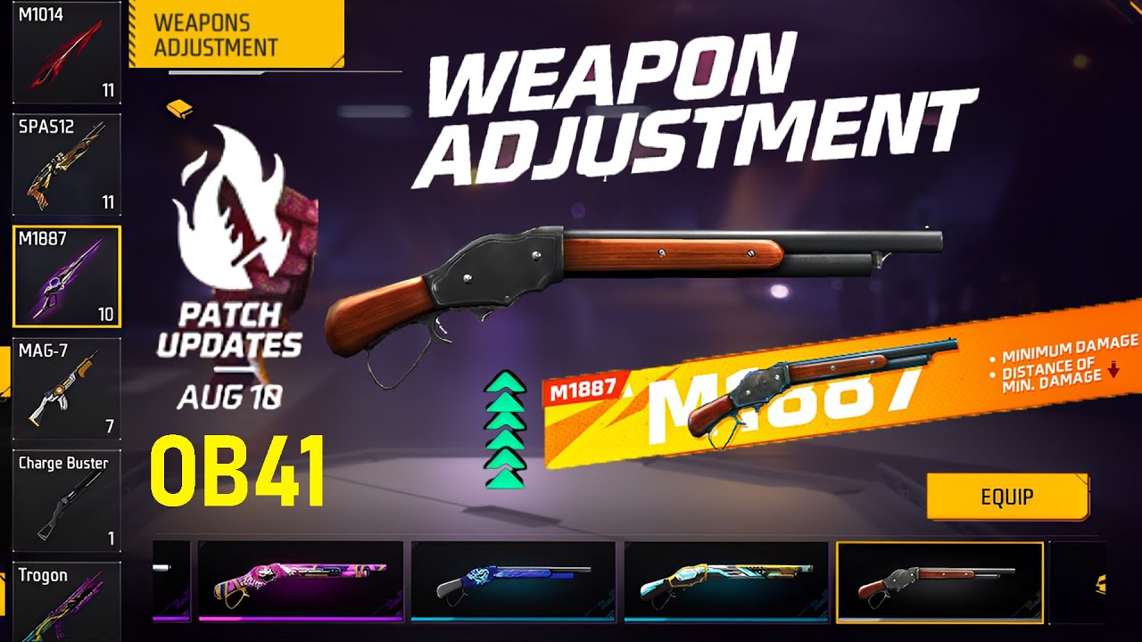 10 August Free Fire All OB41 Patch Weapon Adjustment | Weapon ...