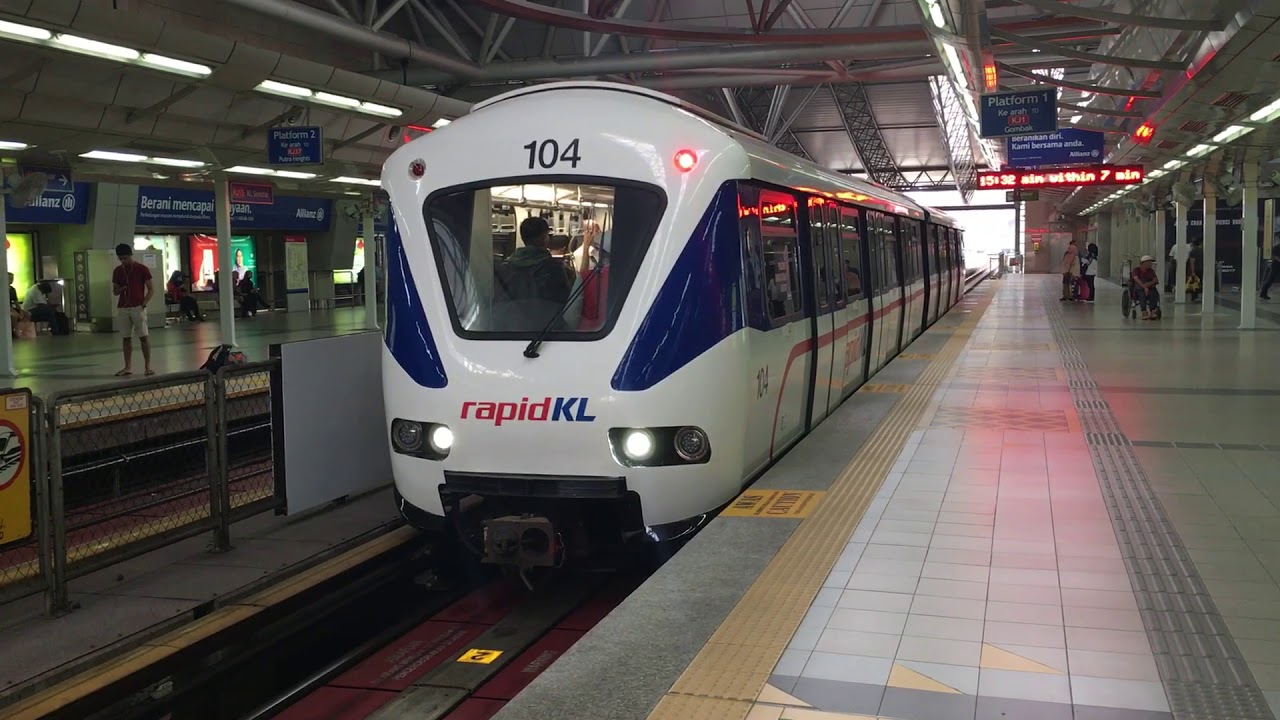 LRT KJ Line Bombardier Innovia ART 200 Set 04 departing at KL Sentral ...