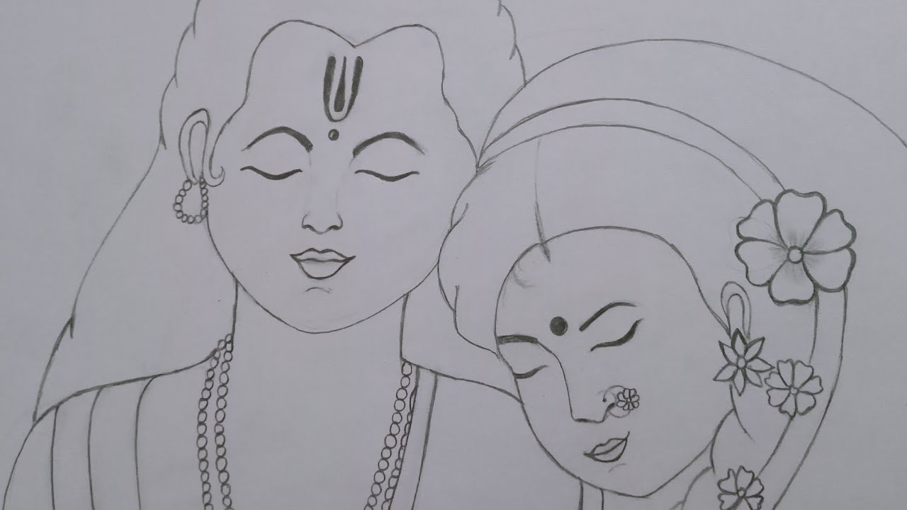 Easy drawing of Lord Ram Sita | How to draw shree ram with sita maa ...