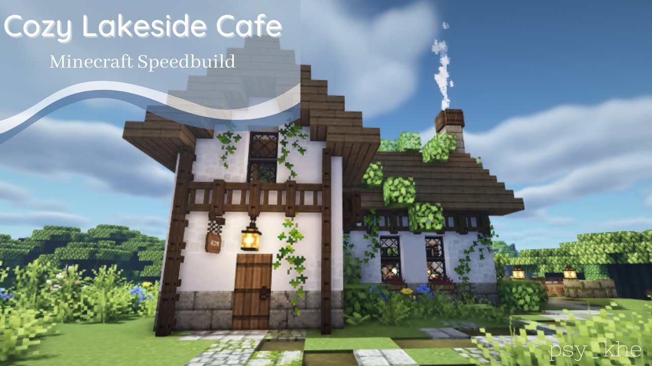 {Minecraft} Cozy Lakeside Cafe ☕🌿 Speed Build w/ CIT Packs - YouTube