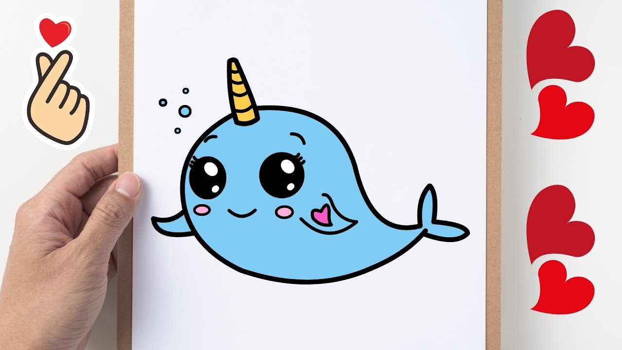 How to Draw a Cute Narwhal in Easy Steps for Beginners - YouTube