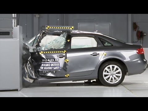 2012 Audi A4 driver-side small overlap crash test (extended footage ...
