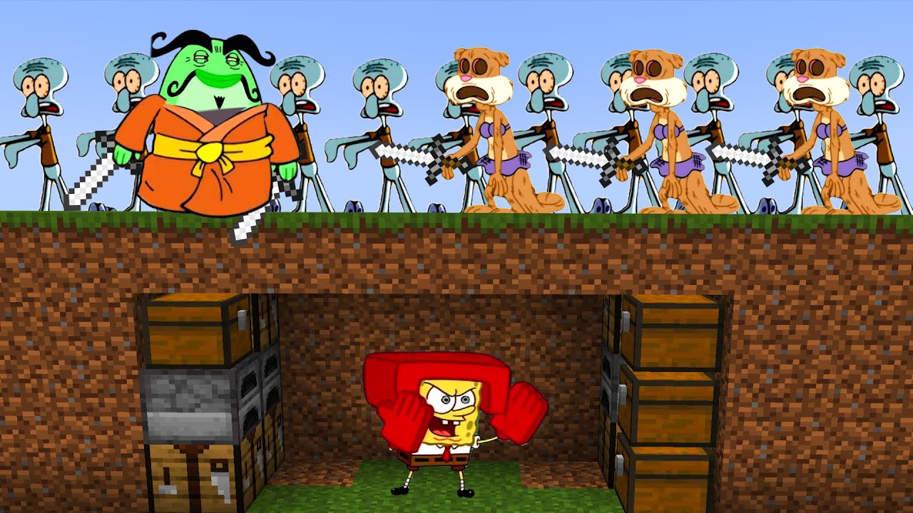 Master SpongeBob Speedrunner VS 14 Hunters - YouTube