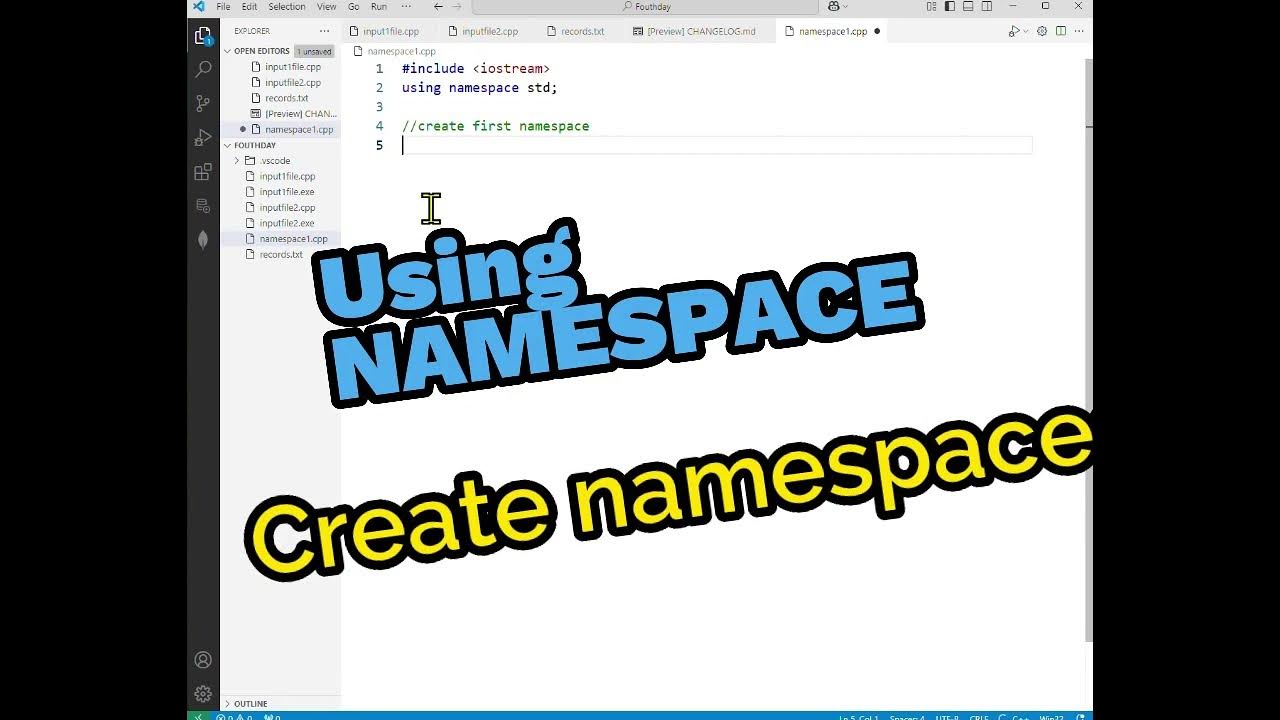 using namespaces in c++, Create your namespace - YouTube