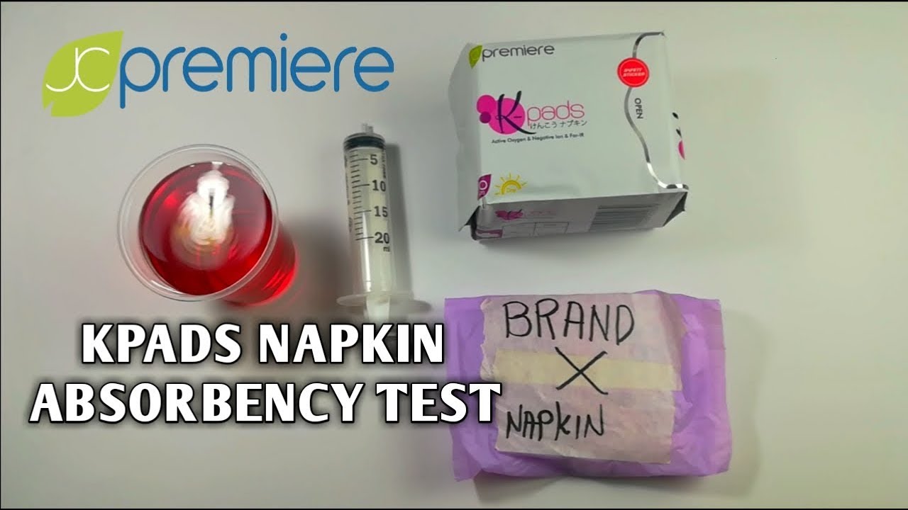JCPREMIERE KPADS NAPKIN ABSORBENCY TEST (ONLY) - YouTube