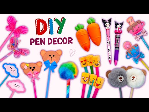 10 DIY CUTE PEN DECOR IDEAS - DIY SCHOOL HACK IDEAS PENCIL DECORATIONS ...