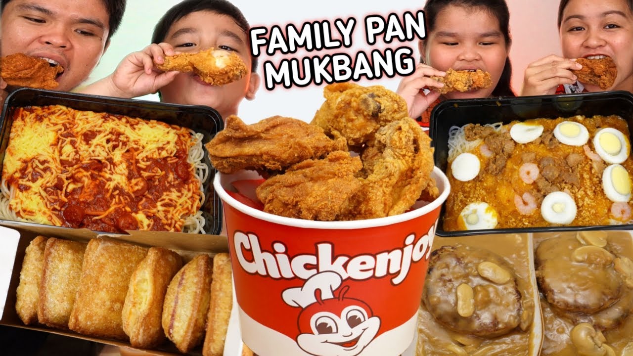 JOLLIBEE FAMILY PAN MUKBANG | SPAGHETTI PAN | CHICKEN JOY | PALABOK PAN ...