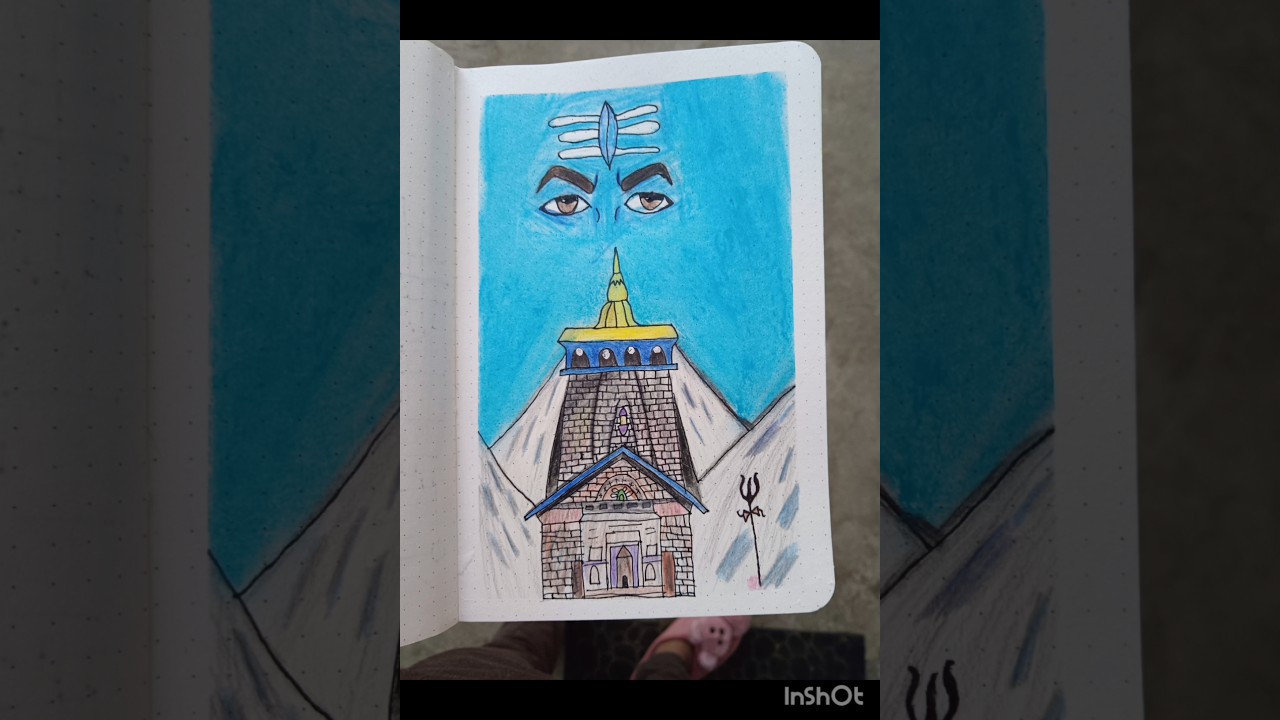 Drawing of kedarnath with pencil colour tutorial #shorts - YouTube