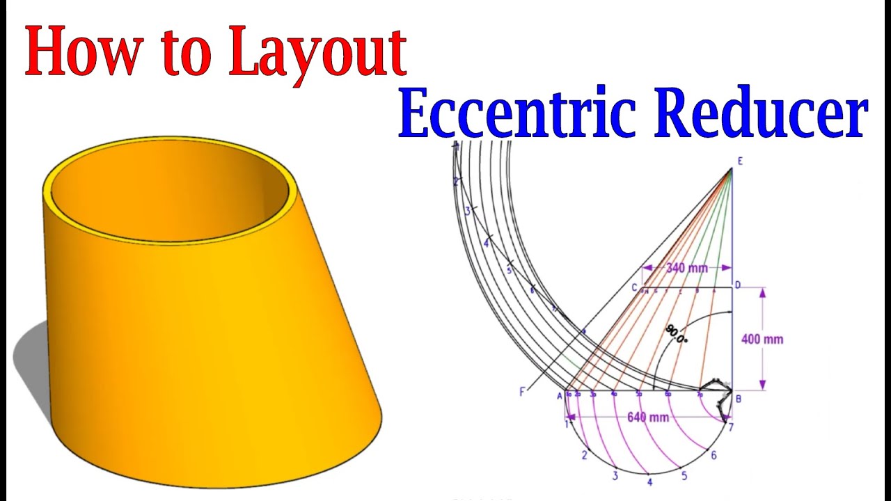 How to layout an eccentric cone Easiest method. - YouTube