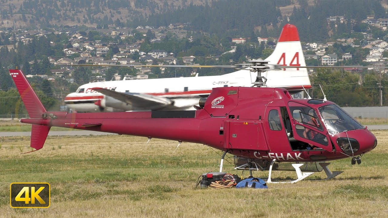 C-FHAK Aerospatiale AS350BA Ecureuil TAKEOFF (2x) from Penticton ...