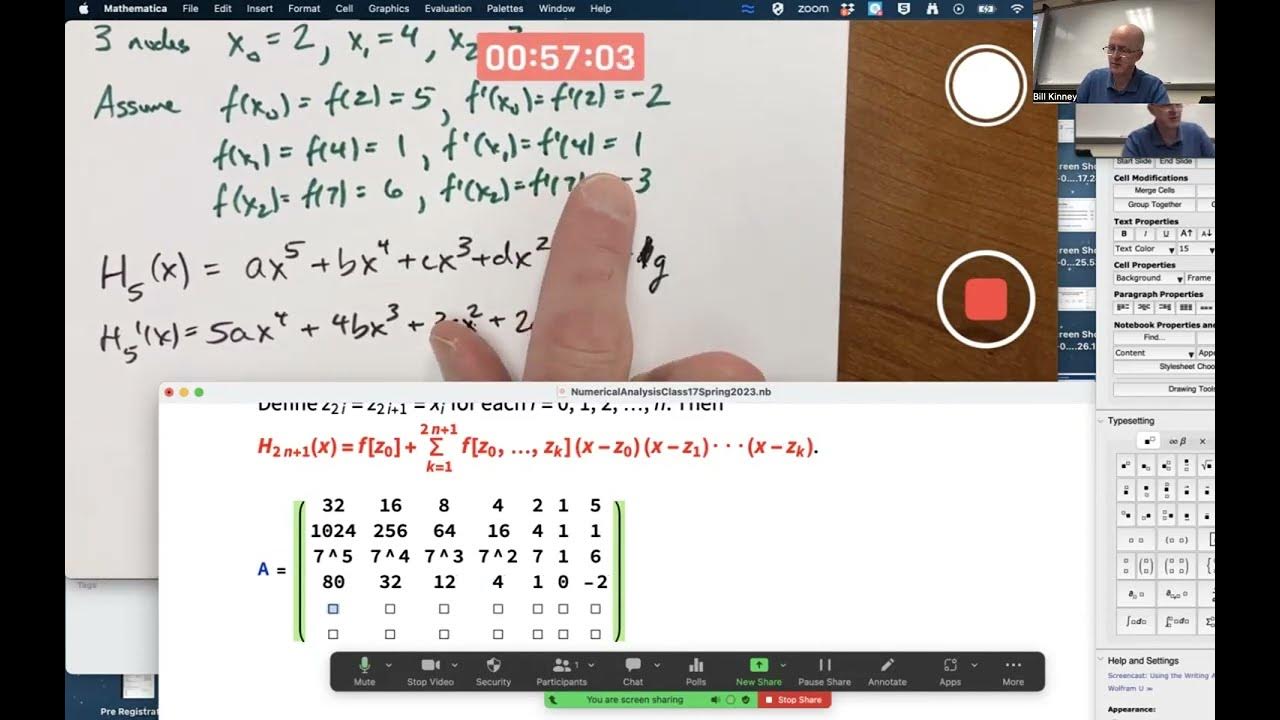 Hermite Polynomial Interpolation Example (Solve System w/ 6 Equations and 6 Unknowns in ...