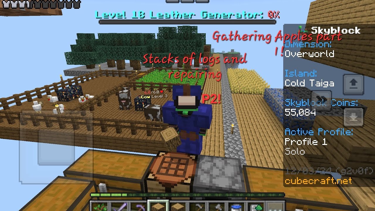 Minecraft Cubecraft Skyblock EP2: Gathering Apples P1! - YouTube