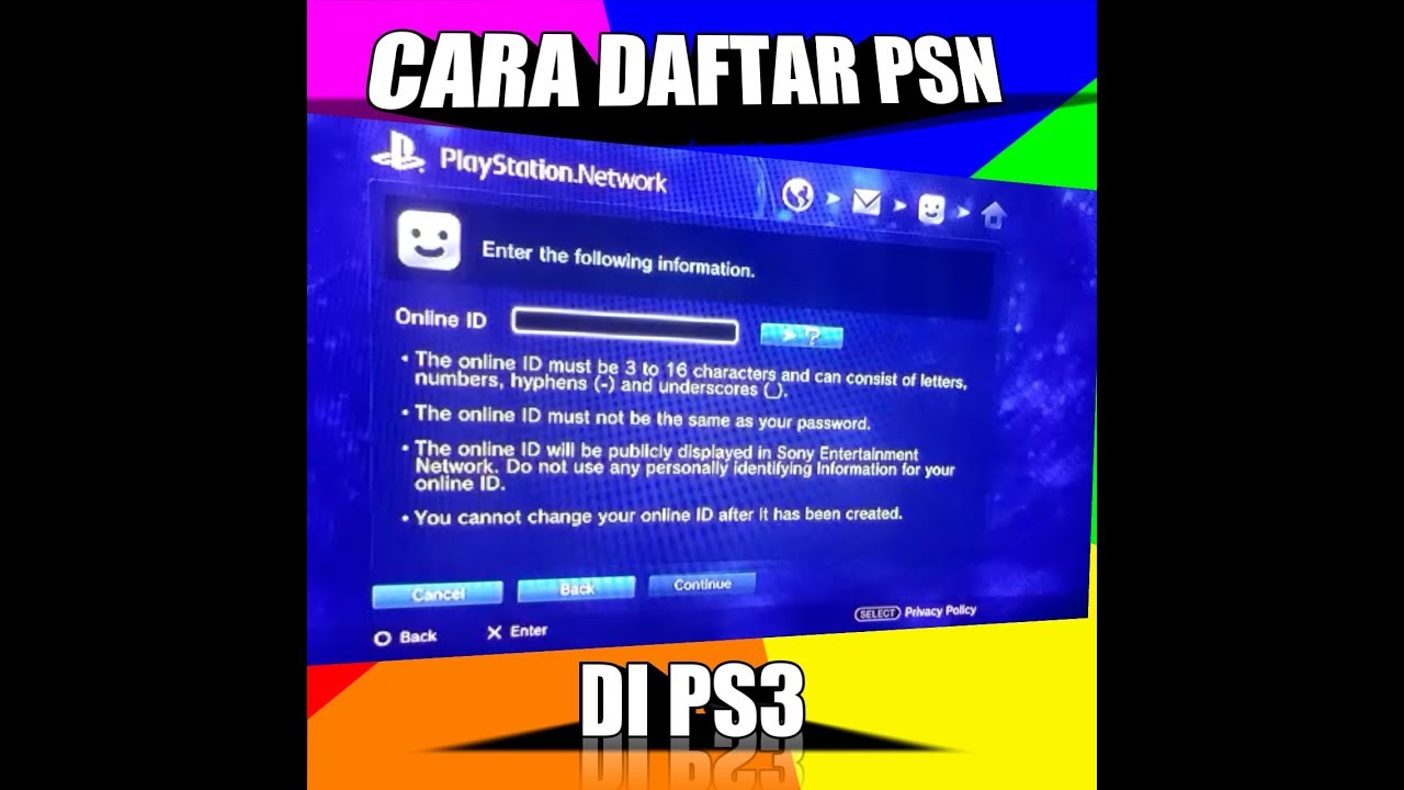CARA DAFTAR PSN /id online d PS3 - YouTube
