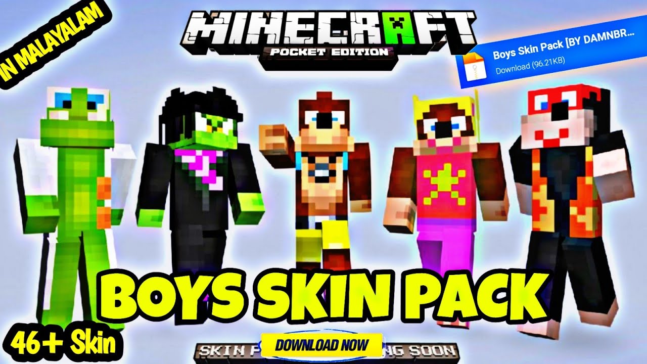 HOW TO DOWNLOAD BOYS SKIN PACK IN MINECRAFT POCKET EDITION [BEDROCK ...