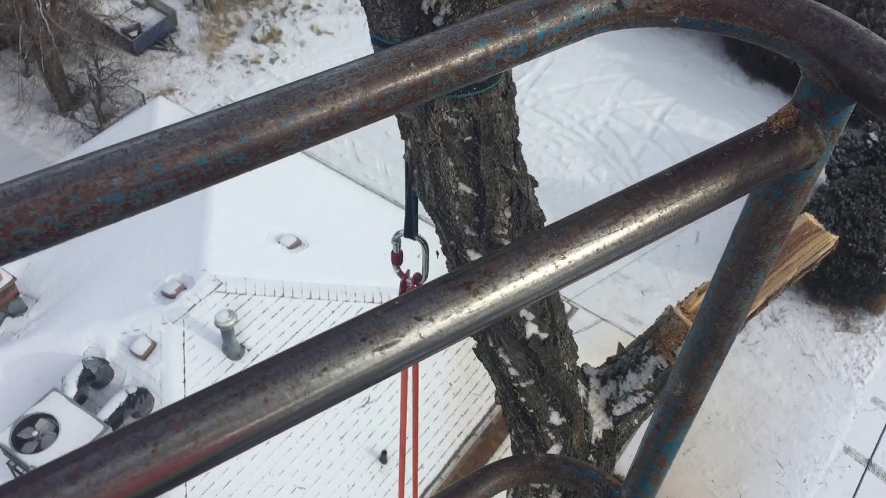 80ft boom lift tree removal - YouTube