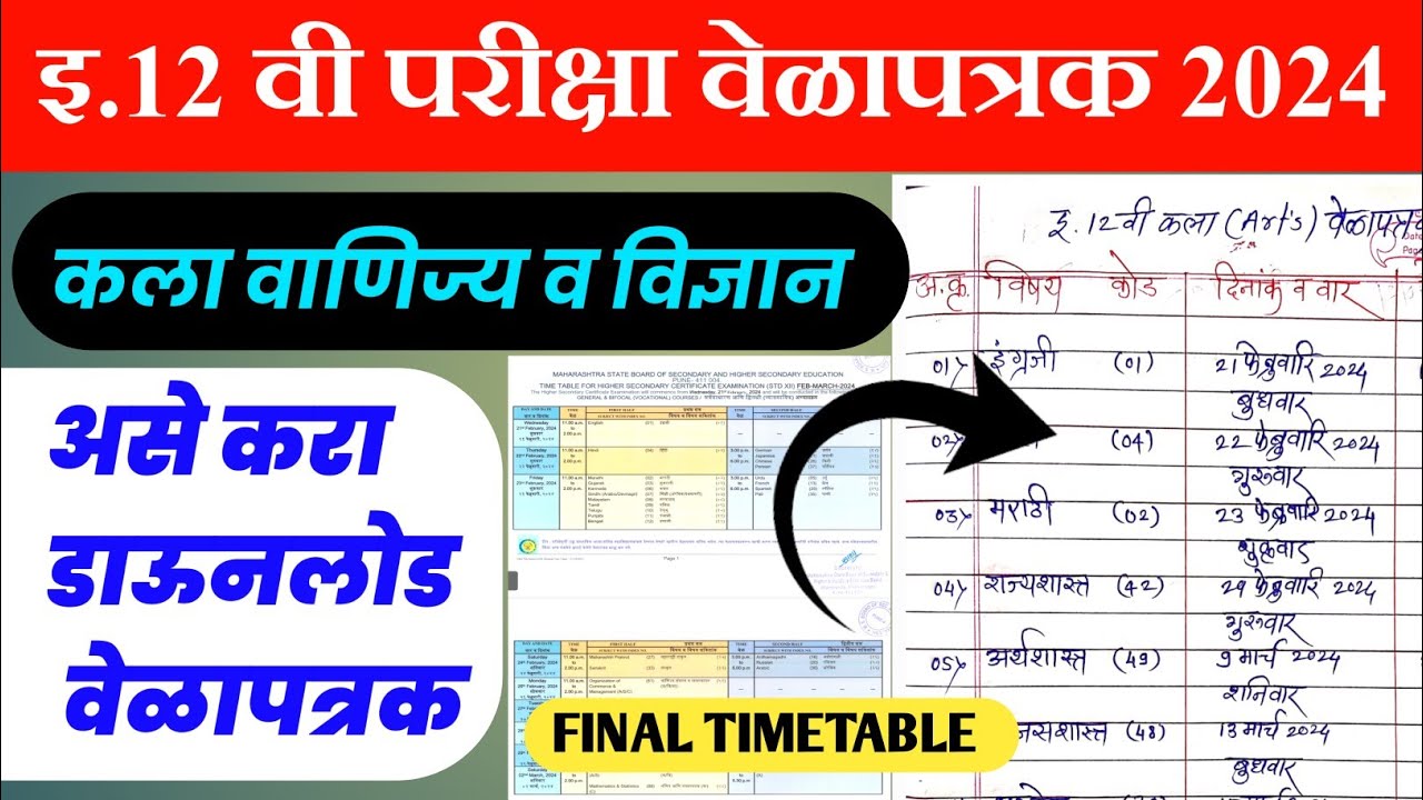 MAHARASHTRA BOARD EXAM 2024 🔥 TIMETABLE DECLARED 🔥| HSC ART COMMERCE ...