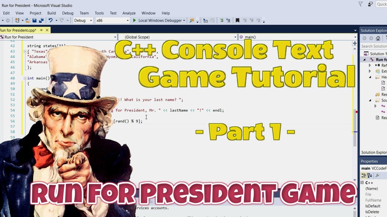 C++ Console Text Game Tutorial - Run for President Part 1 (Game ...