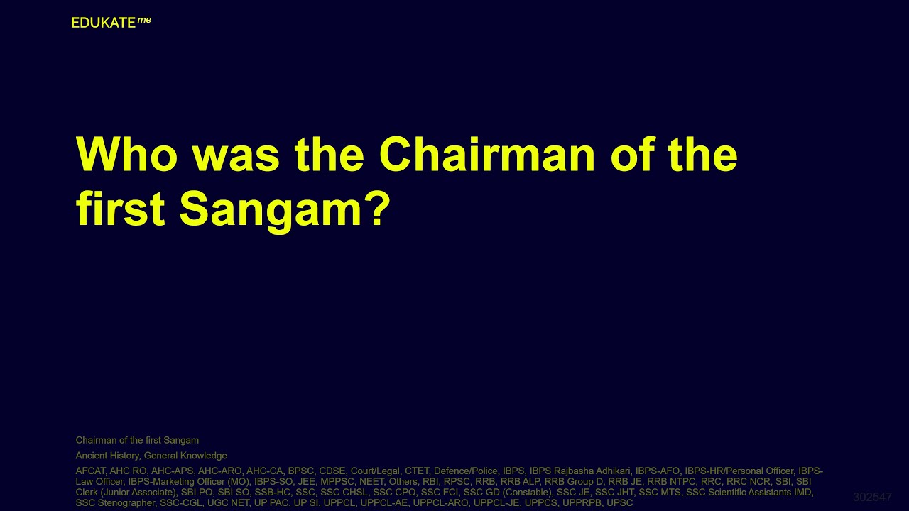 Who was the Chairman of the first Sangam? - YouTube