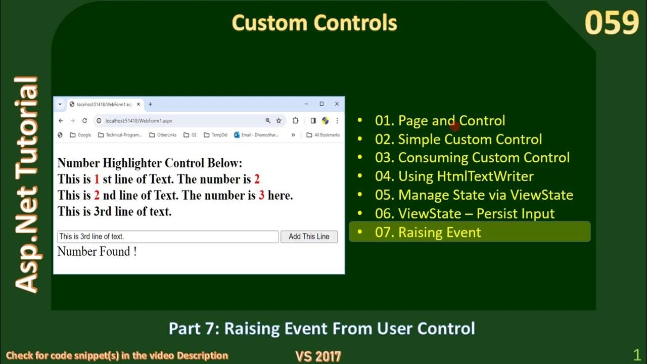 Custom Control | Part 7 - Raising Event from User Control | Asp Net Tutorial #59 - YouTube