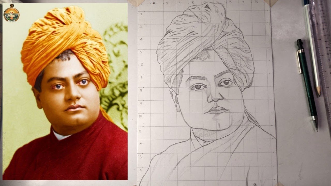 How to Draw Swami Vivekananda Step by step || Swami Vivekananda Birthday Special Drawing ...