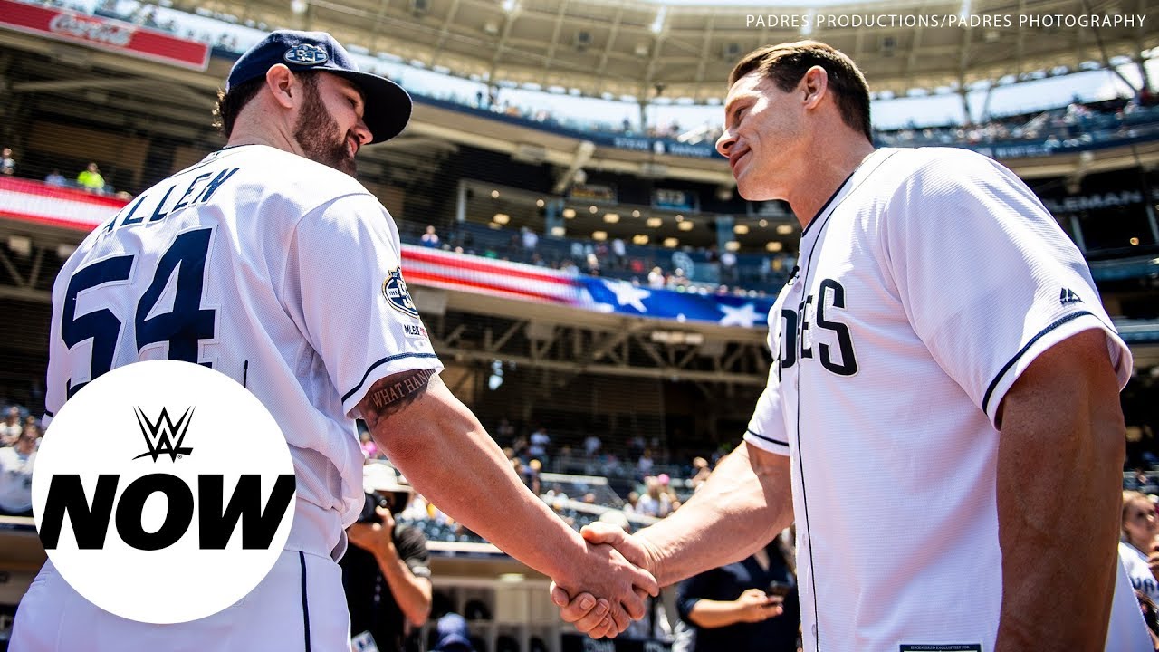 John Cena pays up on bet with an MLB pitcher: WWE Now - YouTube