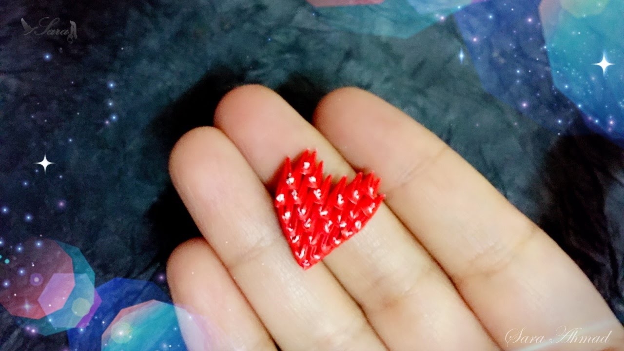 3d origami small heart - YouTube
