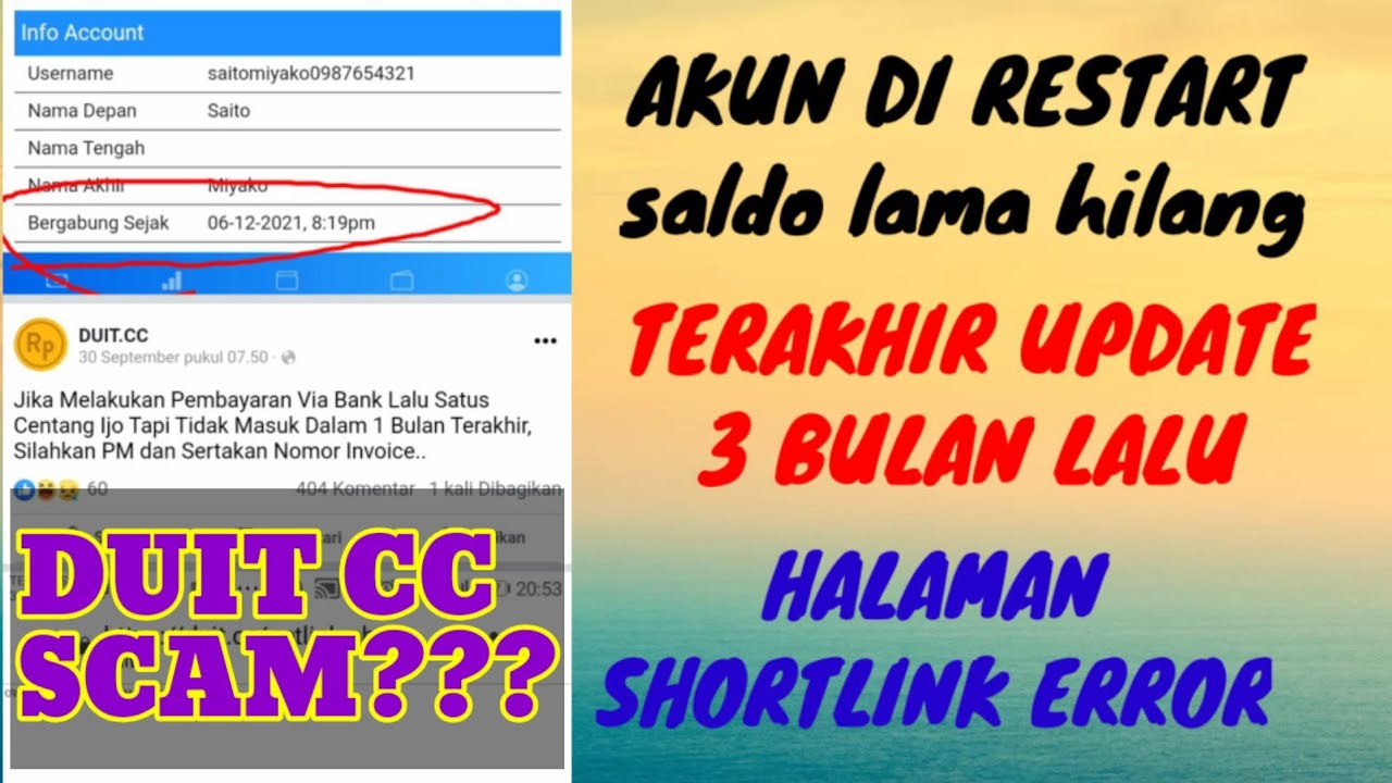 SCAM!!! AKUN MEMBER DUIT CC DI RESTART & SALDO HILANG | LIVE WITHDRAW ...