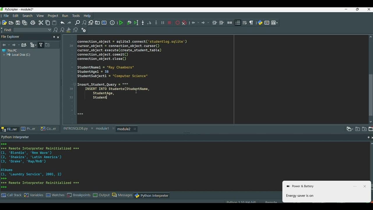 NEA AQA SKILL A - SQLITE3 - CREATE A PARAMETERISED - TABLE & QUERY - PART 1 - YouTube
