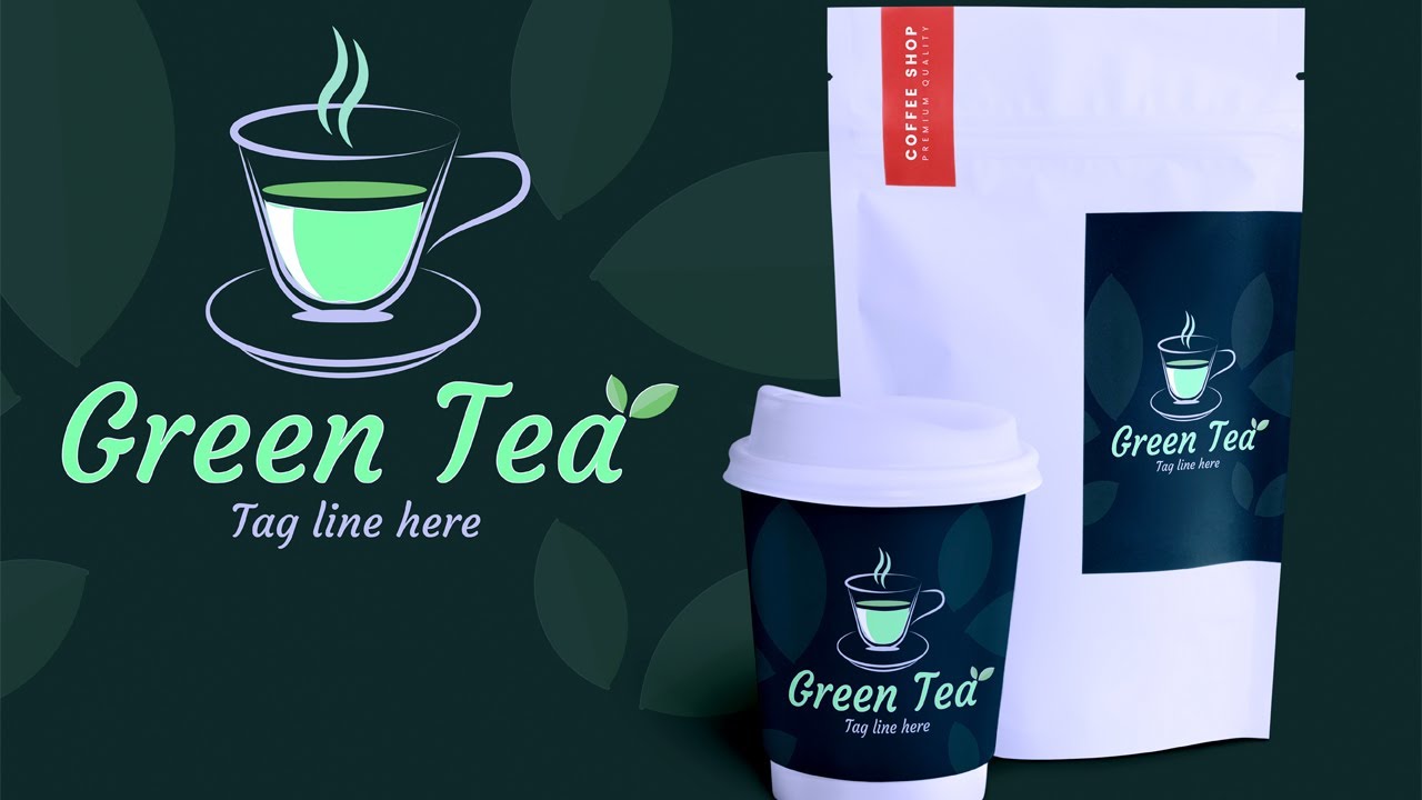 Green Tea logo design||Adobe illustrator tutorial||graphic design ...