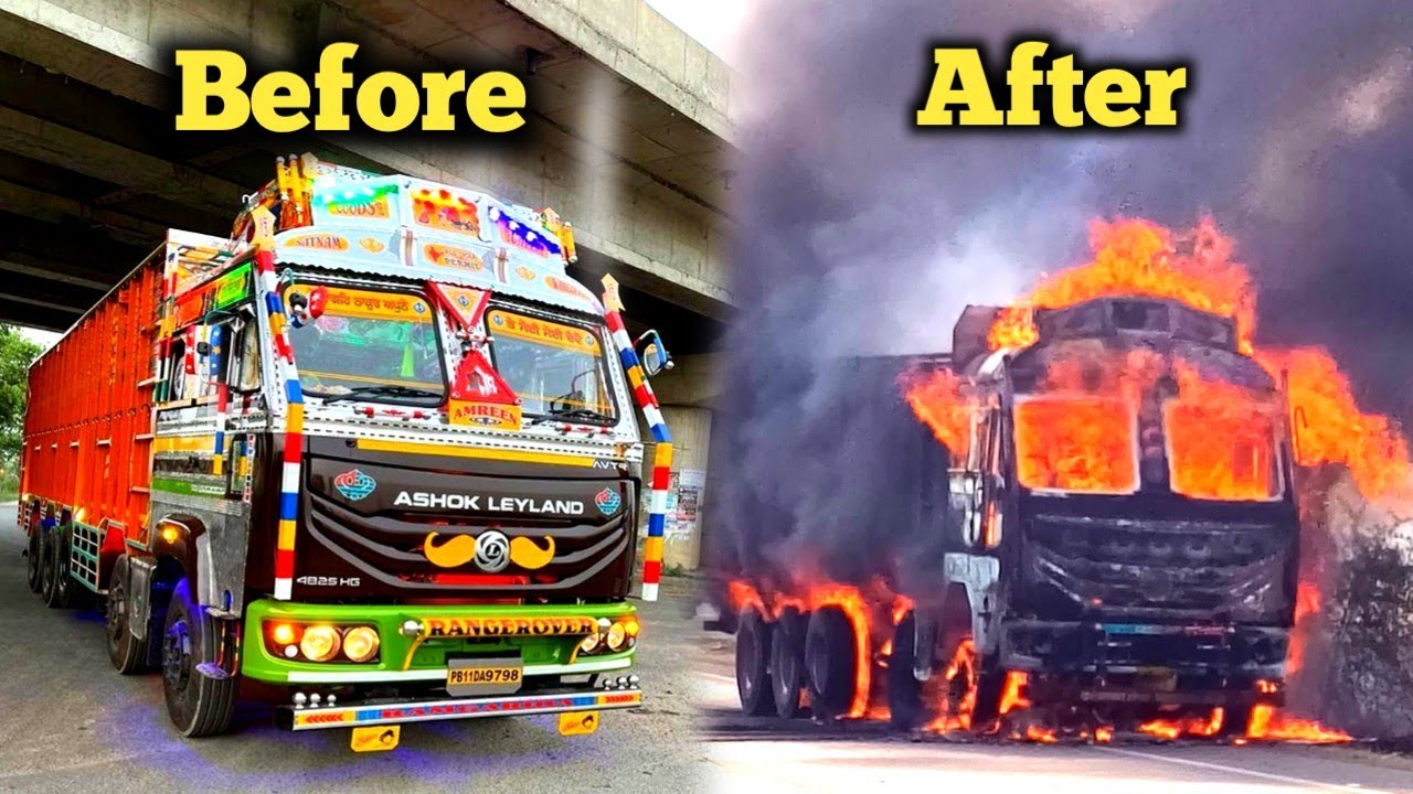 Truck Fire Accident In West Bengal||Ashok Leyland Truck||16 Chaka Bs6 ...