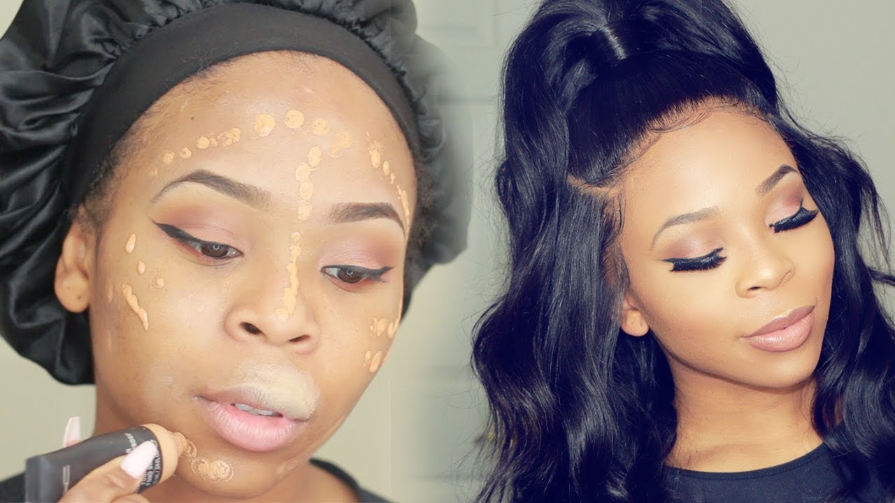 GRWM: WATCH ME BEAT MY FACE & INSTAL LACE FRONT WIG START TO FINISH ...