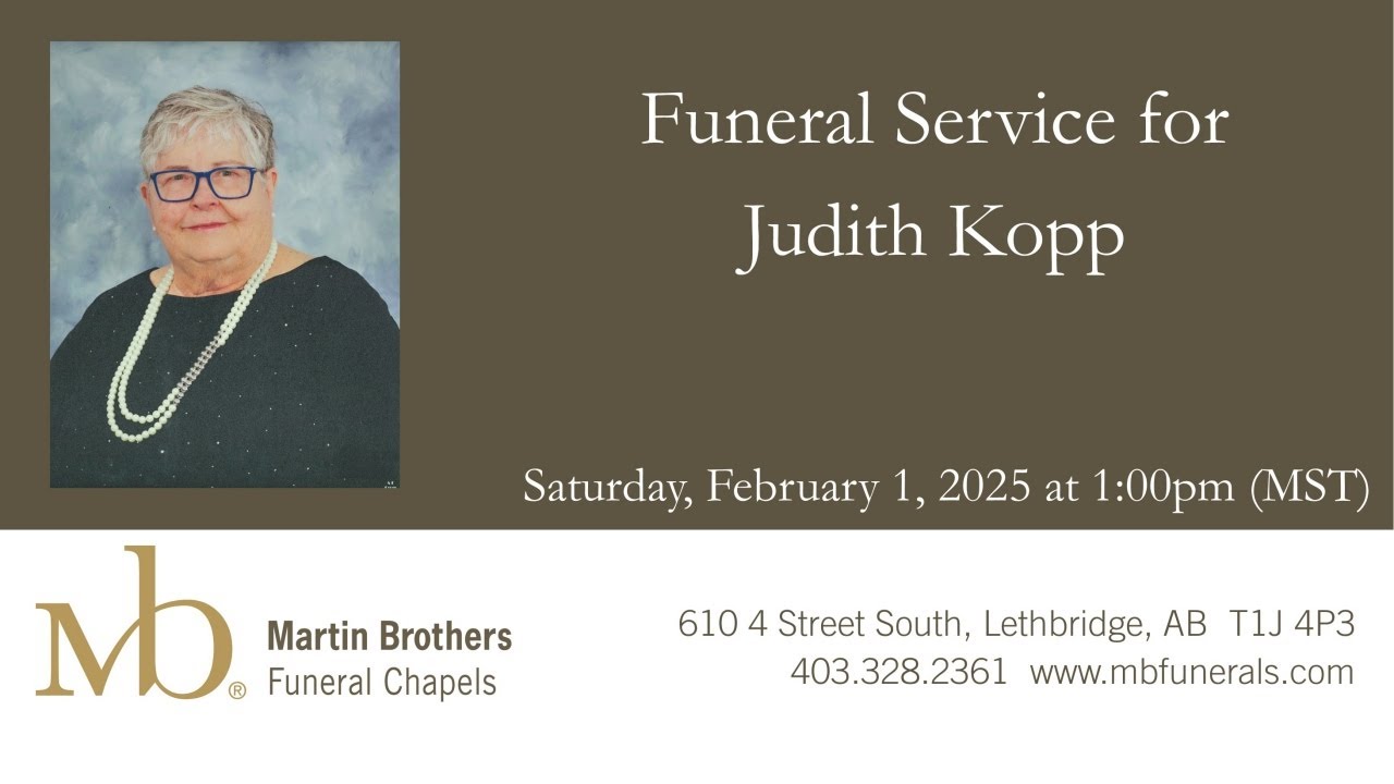 Funeral Service for Judith Kopp - YouTube