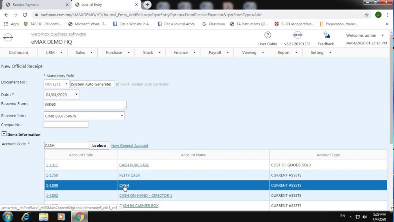 Webmax Tutorial - [RECEIVE PAYMENT] How to do receive payment - YouTube