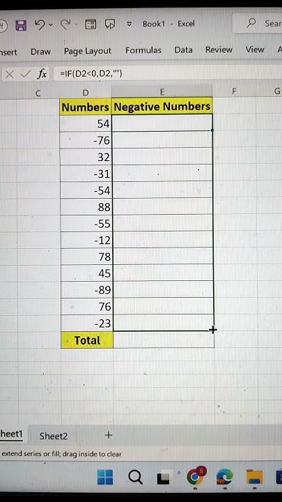 Find The SUM Of All Negative Numbers In Excel | Excel Tricks & Tips 💯 #shorts #exceltips # ...