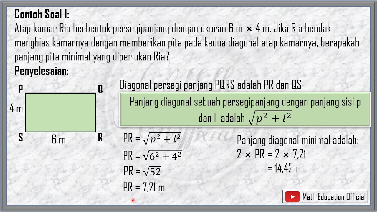 Menghitung Panjang Diagonal Persegi Panjang _ TEOREMA PYTHAGORAS KELAS ...