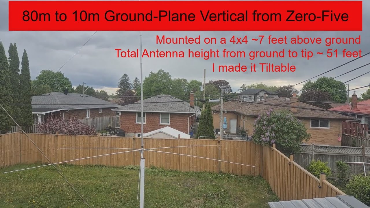 Amateur (HAM) Radio Antenna 80m to 10m Ground-Plane 43 feet Vertical ...