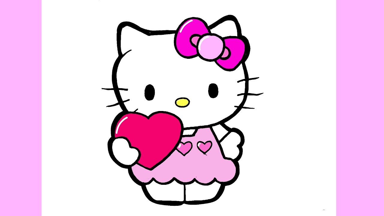 How to draw a CUTE HELLO KITTY - YouTube