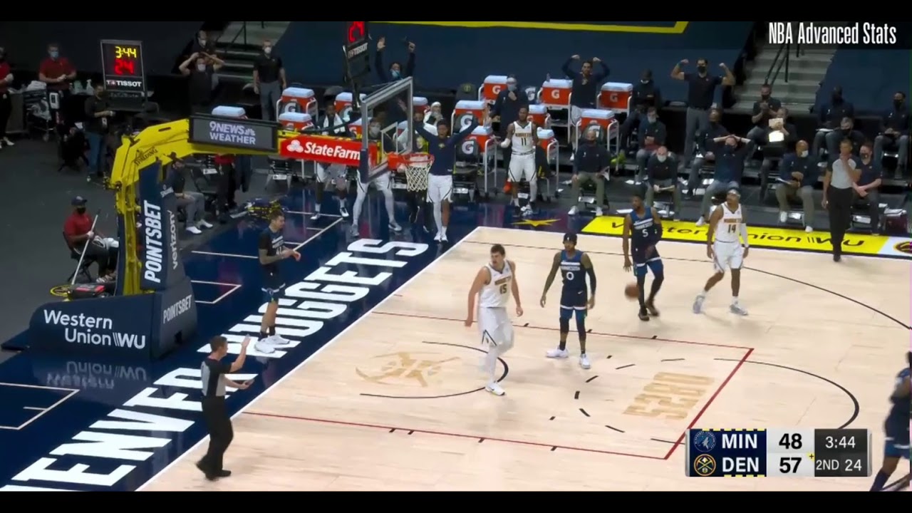 Nikola Jokic pull-up dunk and technical vs. Wolves - YouTube