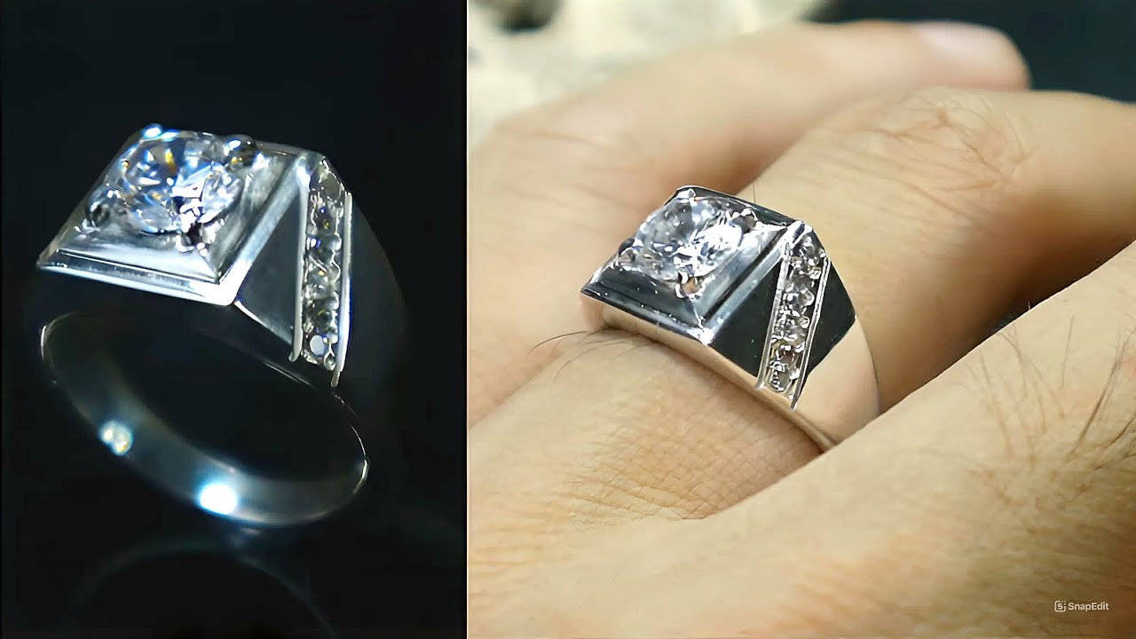 how to make mens silver diamond ring - handmade jewelry - YouTube
