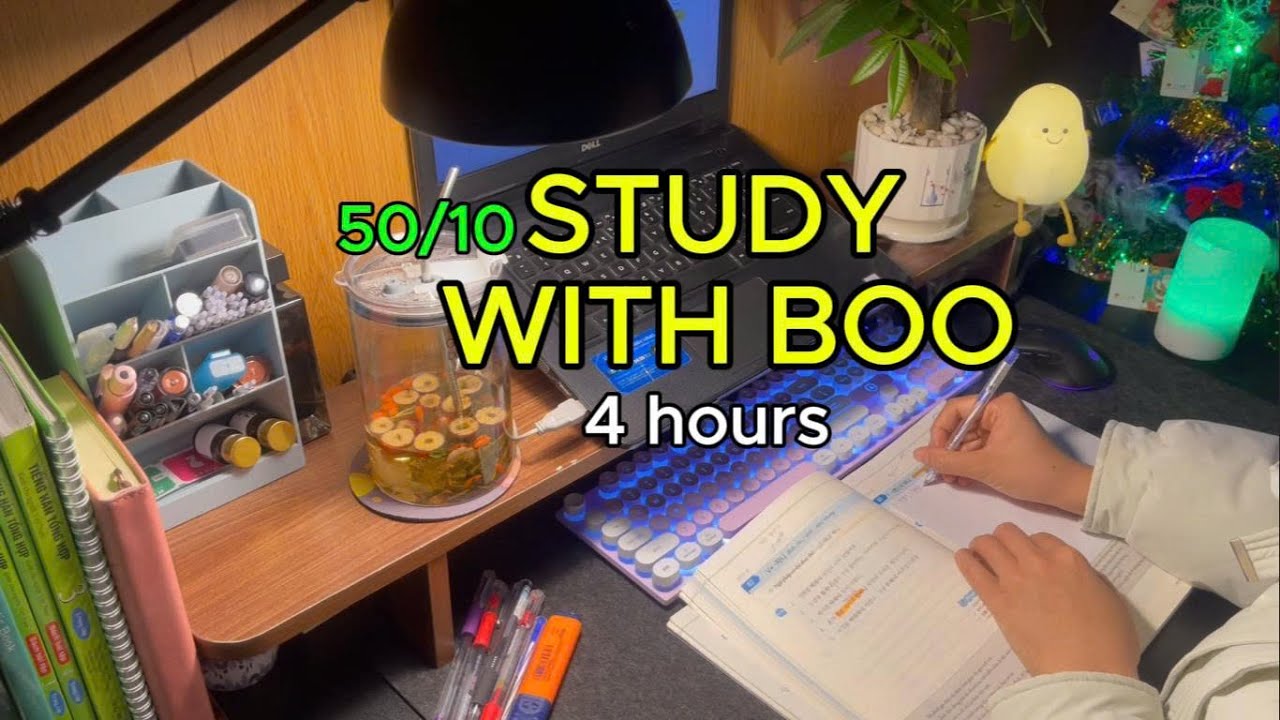 #111: 4 HOURS STUDY WITH ME 🌙 | Late Night | Pomodoro 50-10 | Real Time ...