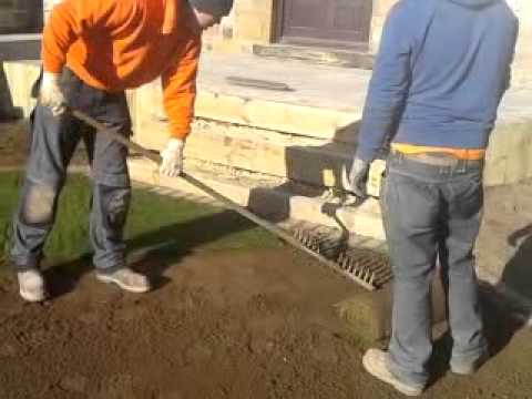 Turfing work on a well prepared base - YouTube
