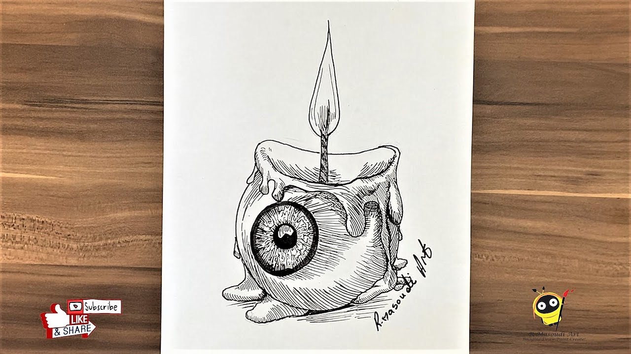 How to draw an Eye inside Candle - YouTube