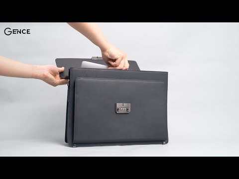 Cặp nam Gence khóa số da bò Epsom cao cấp CTS17 đen