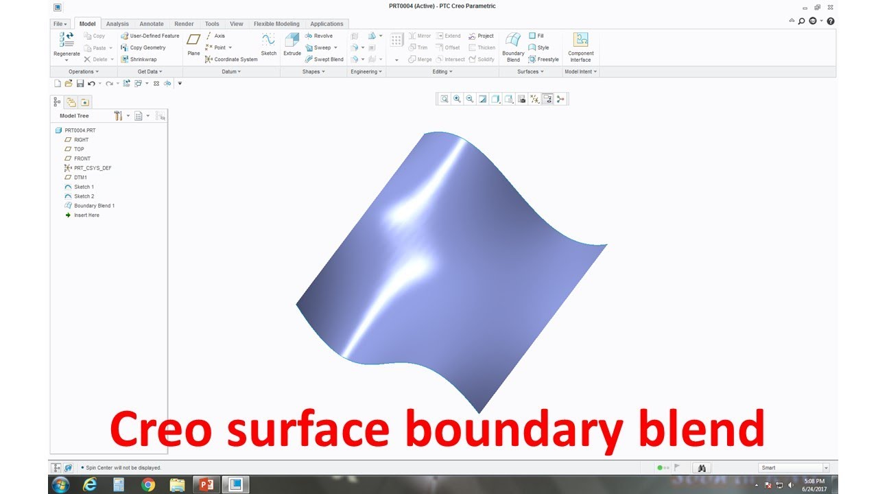 creo surface boundary blend - YouTube