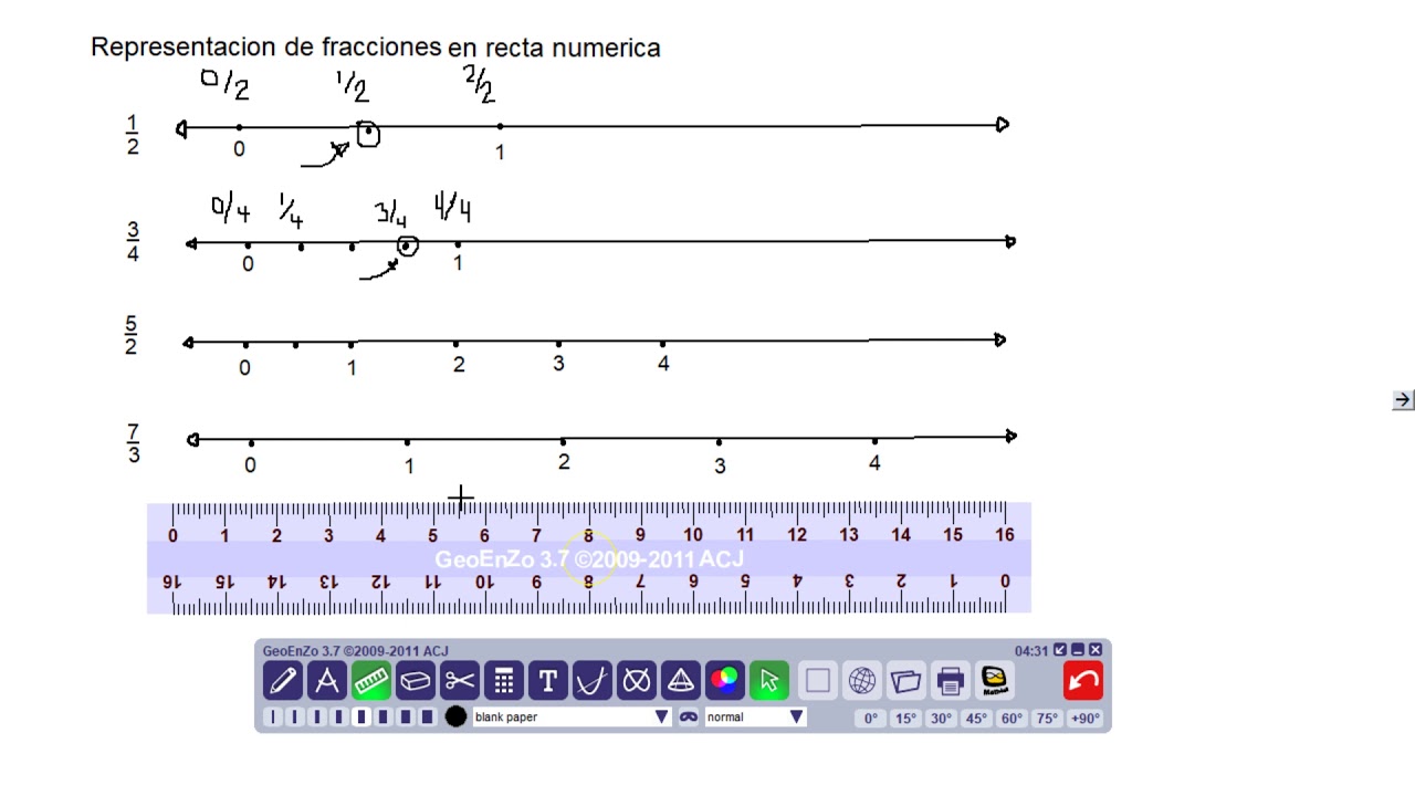 Representación de fracciones en la recta numerica (3/4) - YouTube