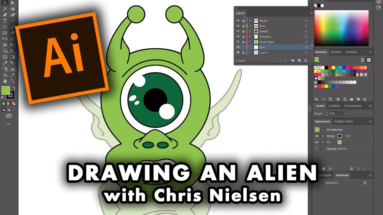 Drawing a BASIC ALIEN in Adobe Illustrator CC - YouTube