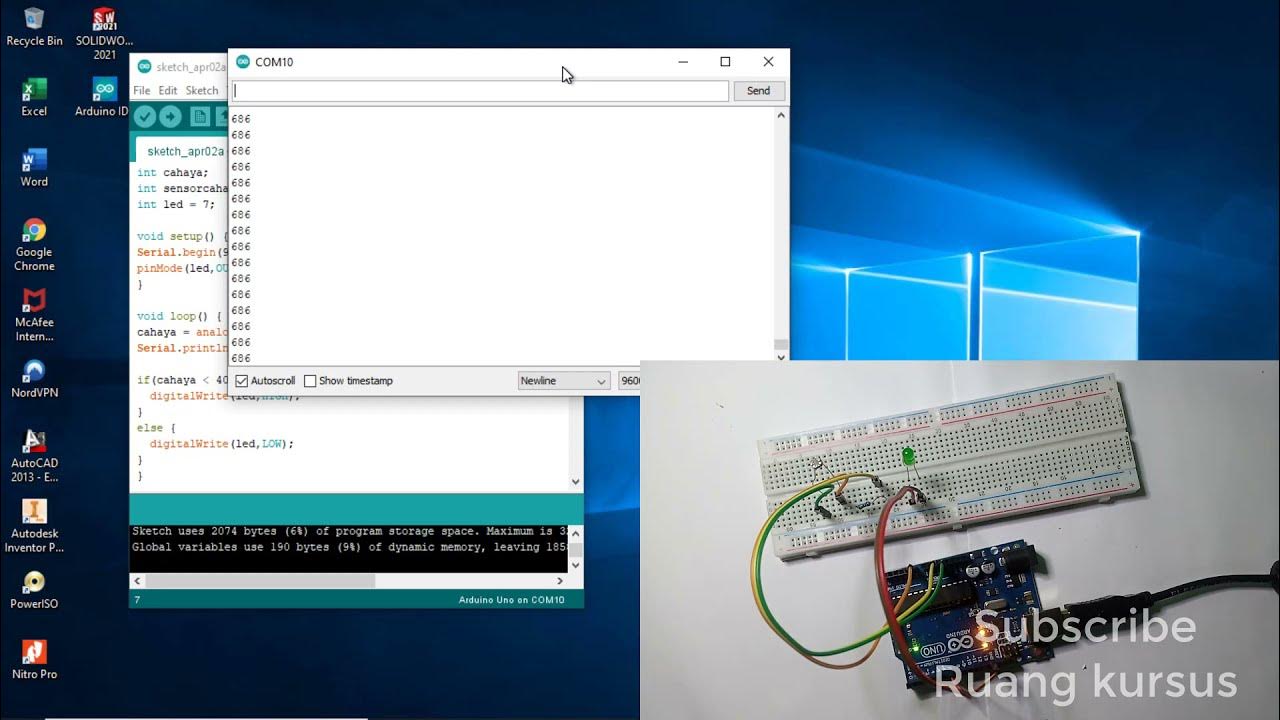 Arduino uno - Cara memprogram sensor cahaya dengan LED - YouTube
