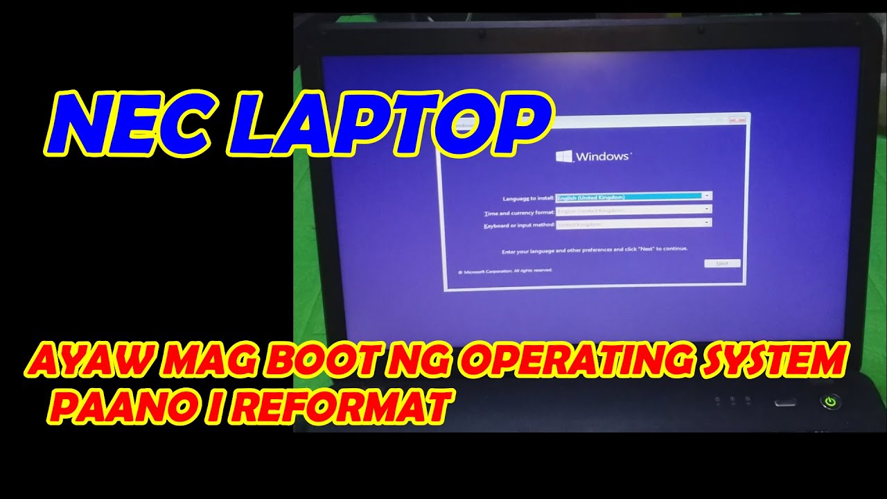 NEC LAPTOP AYAW MAG BOOT NG OPERATING SYSTEM PAANO I REFORMAT - YouTube